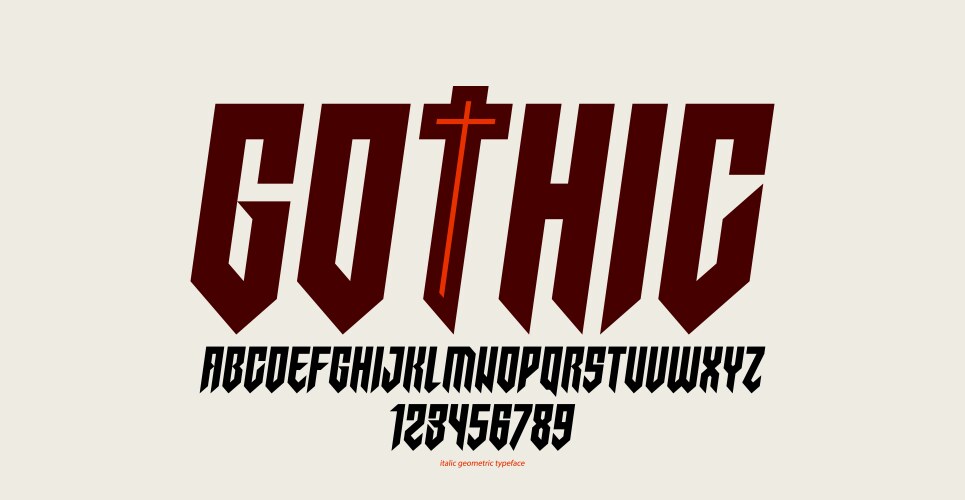 Sharp and bold gothic font for logo creation of Vector Image