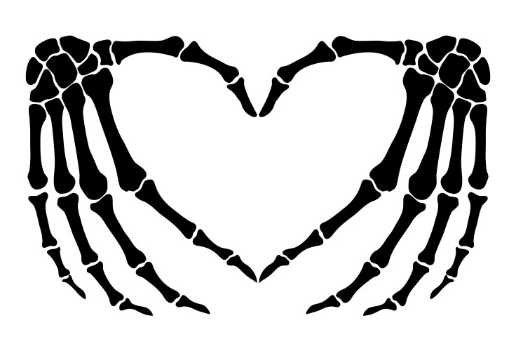Skeleton bone hand heart shape sign Royalty Free Vector