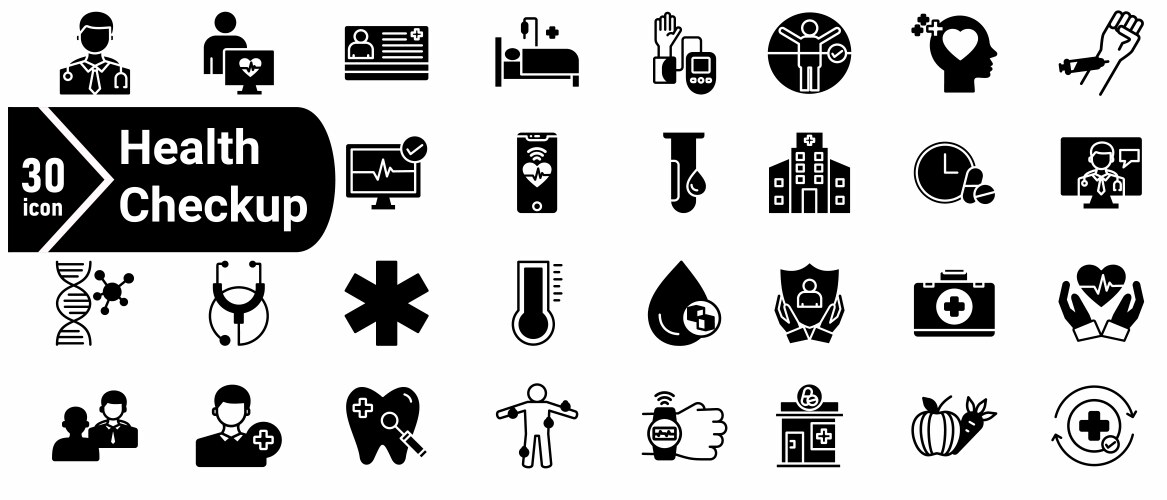 Health checkup icon set Royalty Free Vector Image