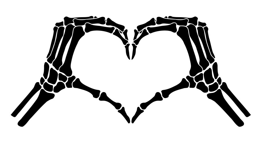 Skeleton bone hand heart shape sign Royalty Free Vector