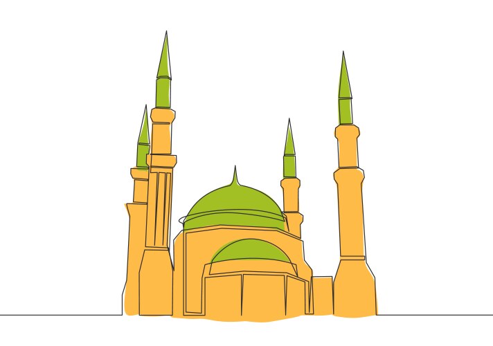 One continuous line drawing hagia sophia mosque Vector Image