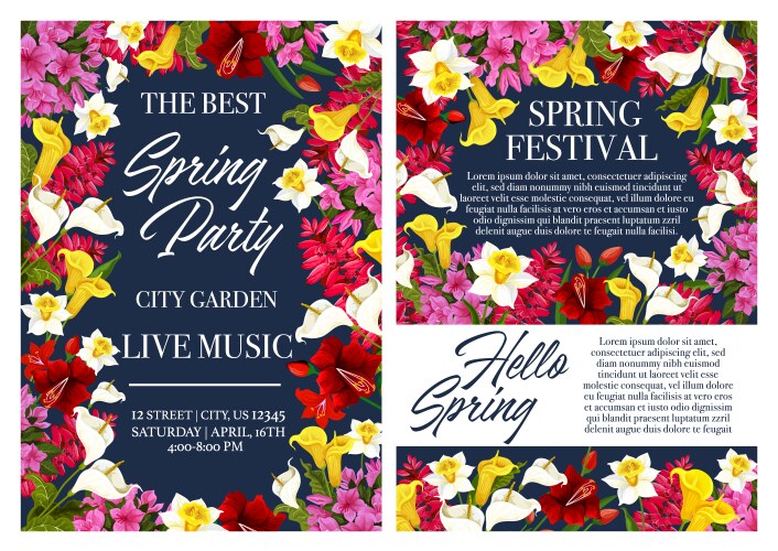 Spring holiday poster of daffodils bouquet Vector Image