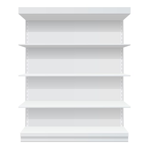 Supermarket shelves empty with three levels Vector Image