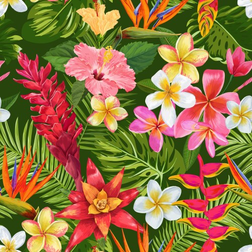 Tropical flower pattern Royalty Free Vector Image
