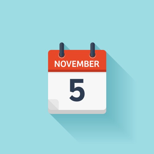 Calendar icon day 5 november template Royalty Free Vector