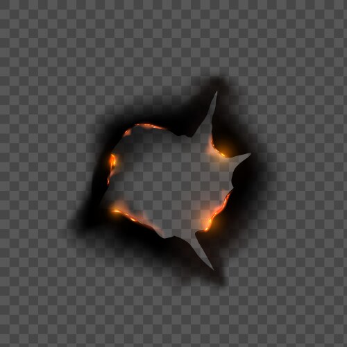 Paper burn hole frame overlay flaming Royalty Free Vector