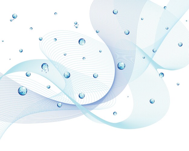 Water drops on blue background close up top view Vector Image
