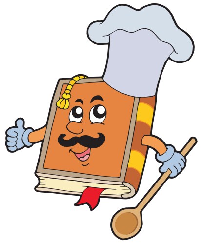 Chef reading cookery book Royalty Free Vector Image