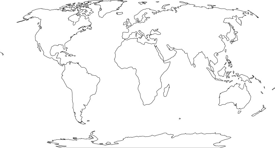 Outline of world map on white background Vector Image