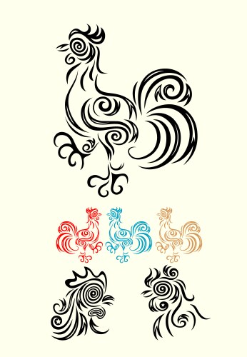 Rooster curl ornament Royalty Free Vector Image