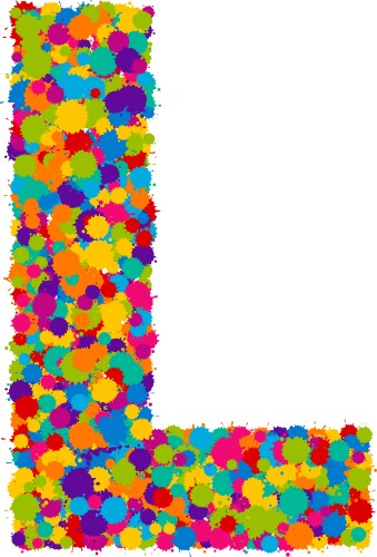 Colorful paint splashes font letter k Royalty Free Vector