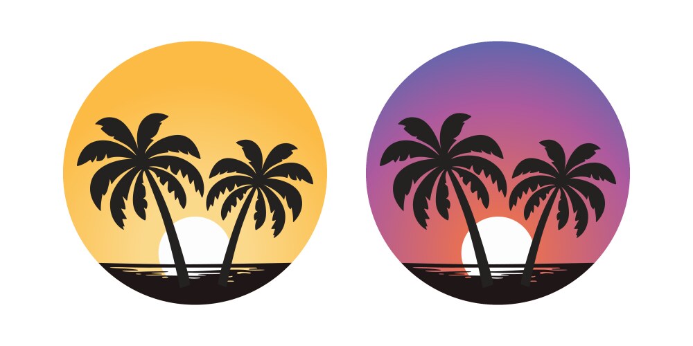Palm trees tree icon set isolated Royalty Free Vector Image