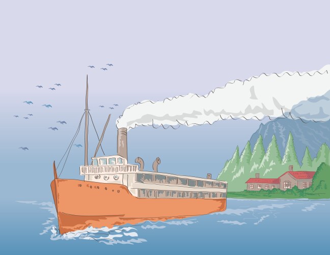 Steamboat poster text sample Royalty Free Vector Image