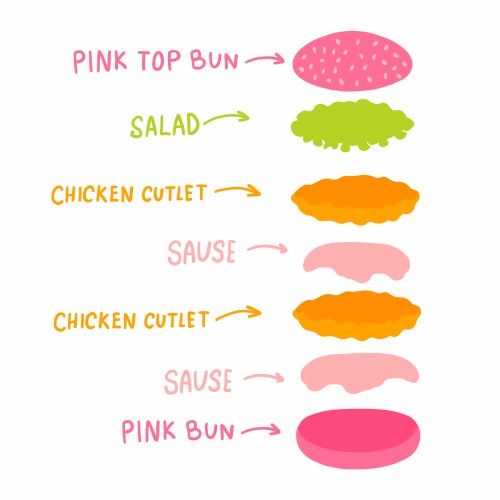 Burger infographics structure with ingredients Vector Image