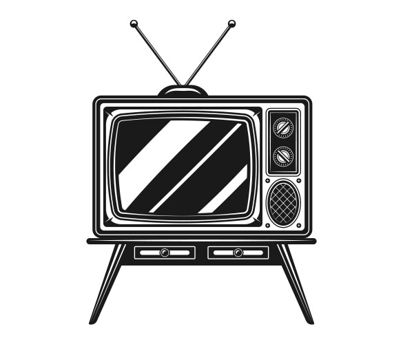 Analogue retro tv with antenna Royalty Free Vector Image