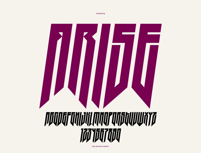 Sharp and bold display italic font for logo Vector Image