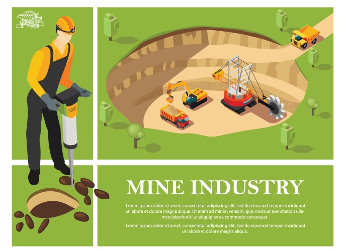 Vintage mining labels set Royalty Free Vector Image