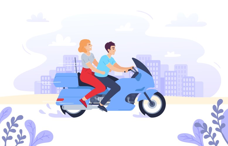 Couple man woman riding motorcycle Royalty Free Vector Image