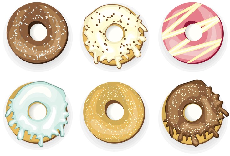 Set of cartoon donuts Royalty Free Vector Image