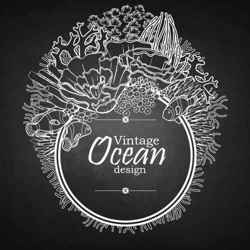 Ocean line art design Royalty Free Vector Image