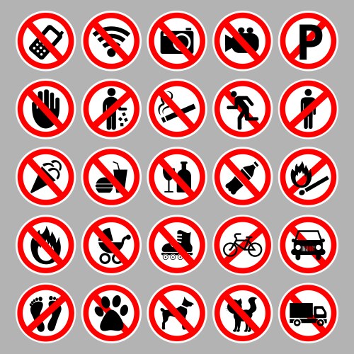 Prohibited symbols Royalty Free Vector Image - VectorStock