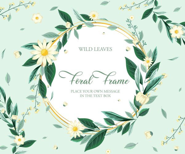 Round border frame with green foliage Royalty Free Vector