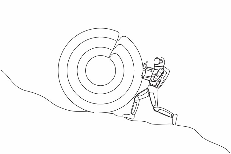 Single continuous line drawing astronaut Vector Image