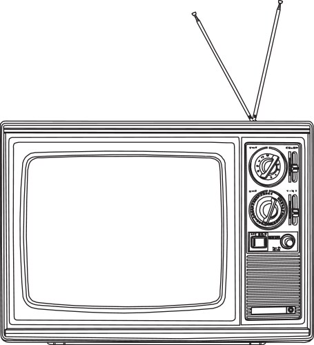 Analogue retro tv with antenna Royalty Free Vector Image