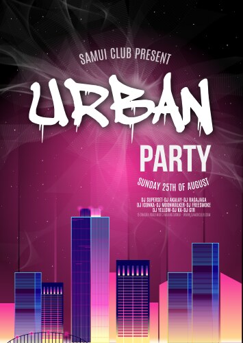 Urban dance party poster background template Vector Image