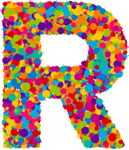 Colorful paint splashes font letter c Royalty Free Vector