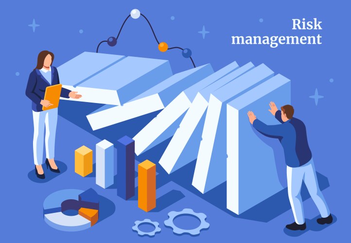 Risk management entrepreneurs with graphs Vector Image