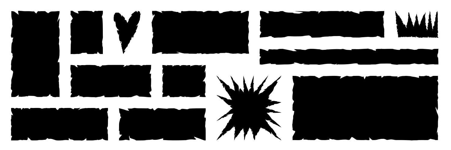 Set of grunge jagged rectangle shape black torn Vector Image