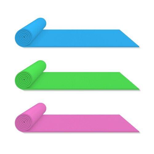 Realistic 3d detailed violet exercise mat set Vector Image