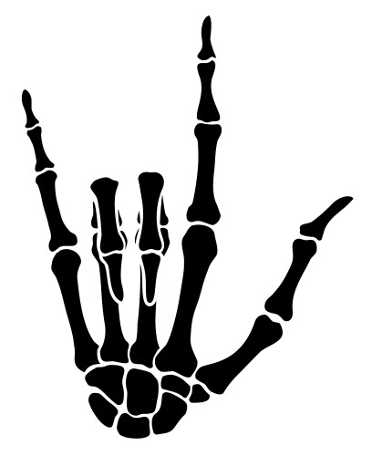 Skeleton bone hand heart shape sign Royalty Free Vector