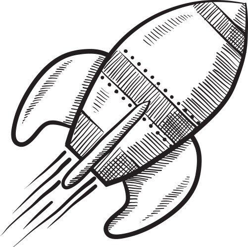 Doodle space planets rocket ship stars explore Vector Image