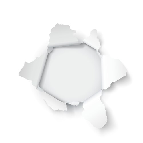 Hole in paper with torn sides Royalty Free Vector Image