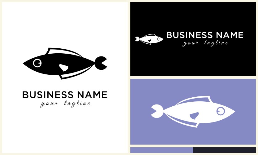 Line art fish logo template Royalty Free Vector Image