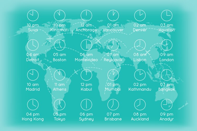 World clock and time zones Royalty Free Vector Image