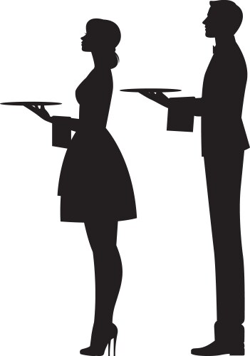 Silhouette Of A Cocktail Waitress Royalty Free Vector Image