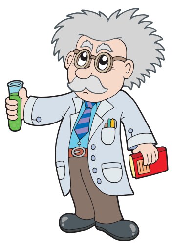 Scientist kids cartoon character with laboratory Vector Image