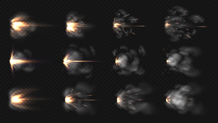 Firearm muzzle flash special effects Royalty Free Vector