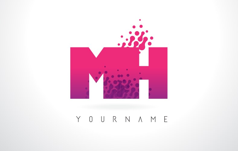 Mh m h brushed letter logo design with creative Vector Image