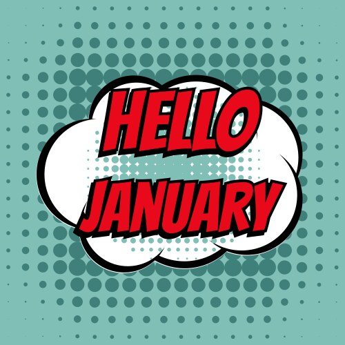 3d text effect hello january cartoon style Vector Image