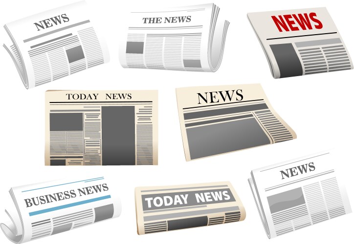 3d newspaper icons set isolated on white Vector Image