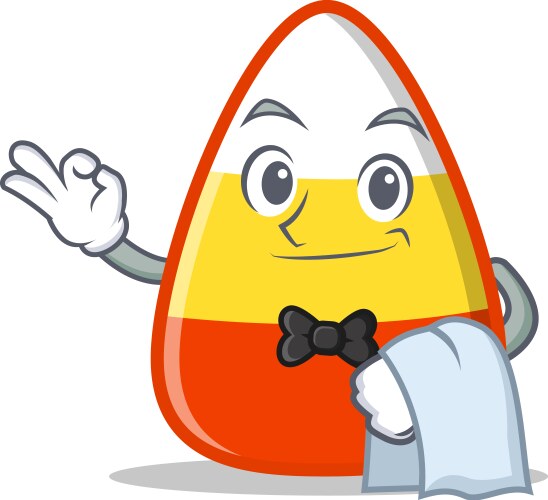 Cute candy corn cartoon character waving Vector Image
