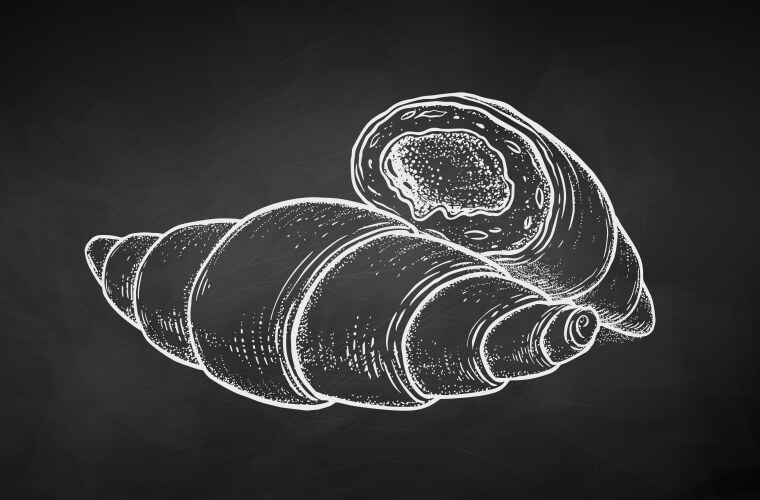 Croissant on chalkboard Royalty Free Vector Image