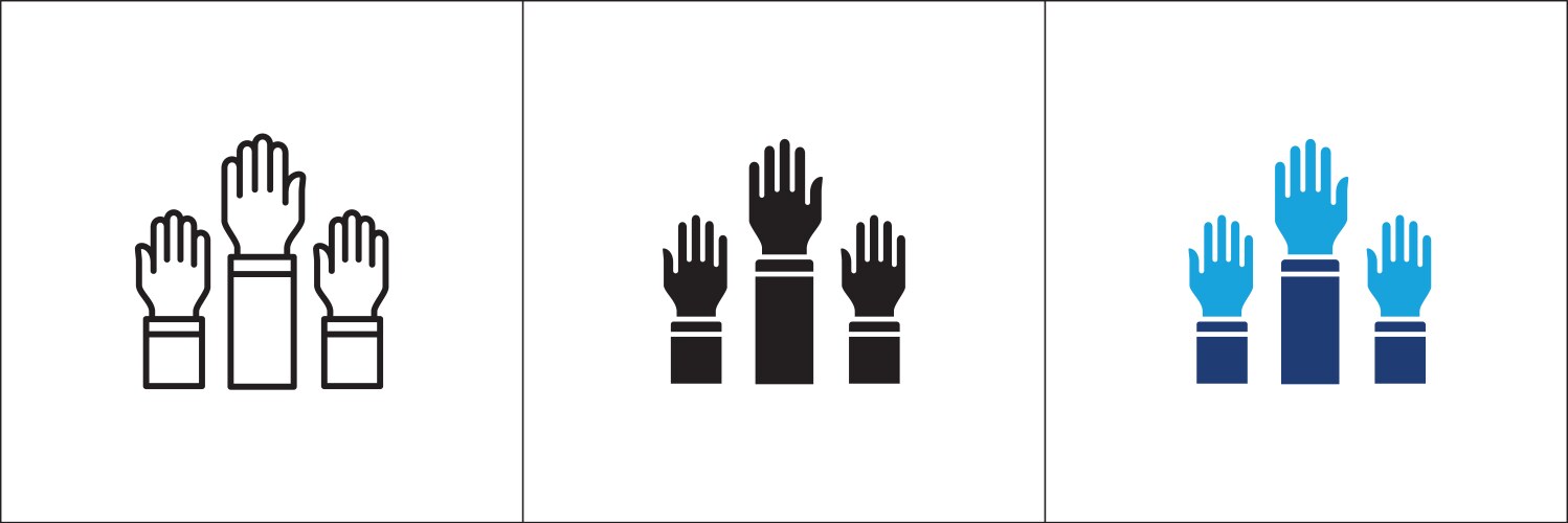 Teamwork icon cooperation hands set Royalty Free Vector