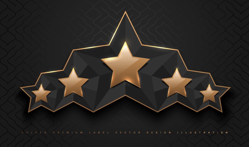 Gold glossy 5 star top rank logo badge frame Vector Image