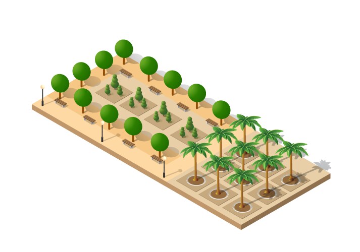 Isometric 3d set park Royalty Free Vector Image