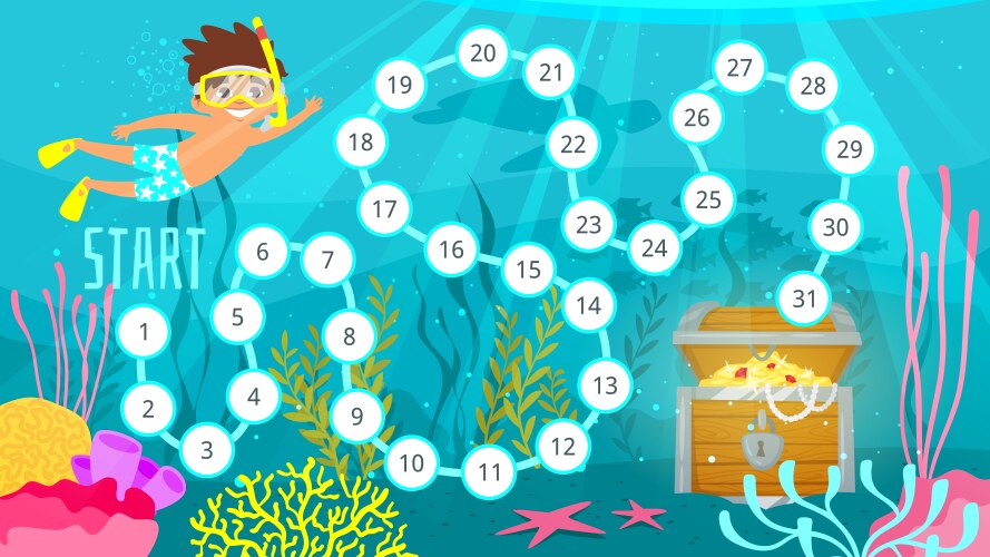 Kids zoo animals board game template Royalty Free Vector